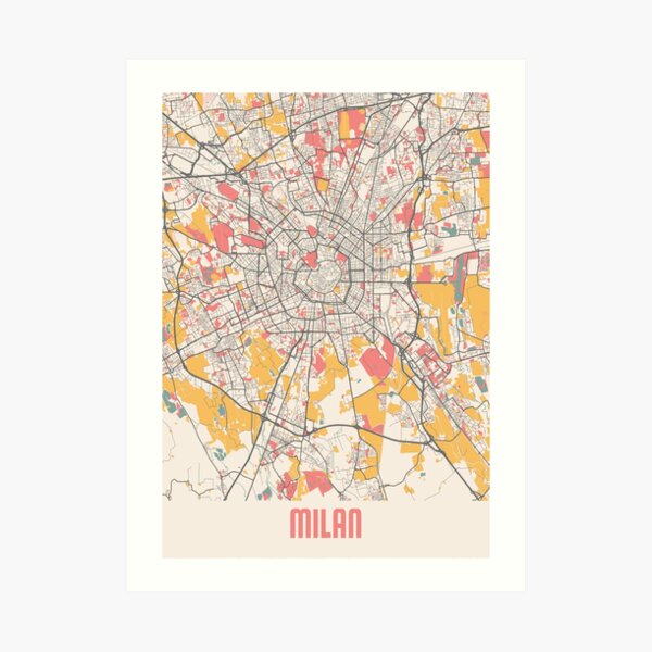 "Chalk City Map Of Milan Italy" Art Print for Sale by Kuotee-Designs ...