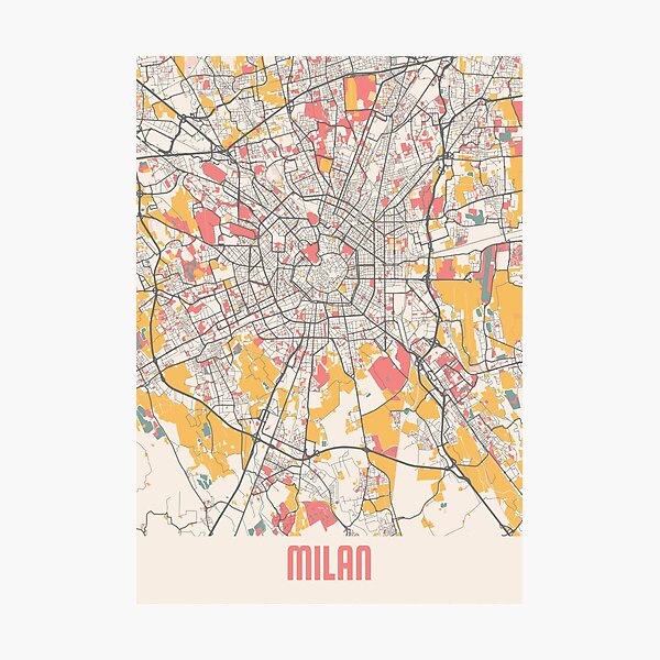 "Chalk City Map Of Milan Italy" Photographic Print for Sale by Kuotee ...