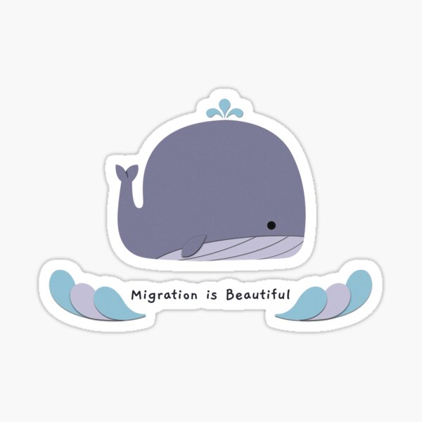 "Migration is Beautiful (Cute Whale)" Sticker for Sale by houseofjungle ...