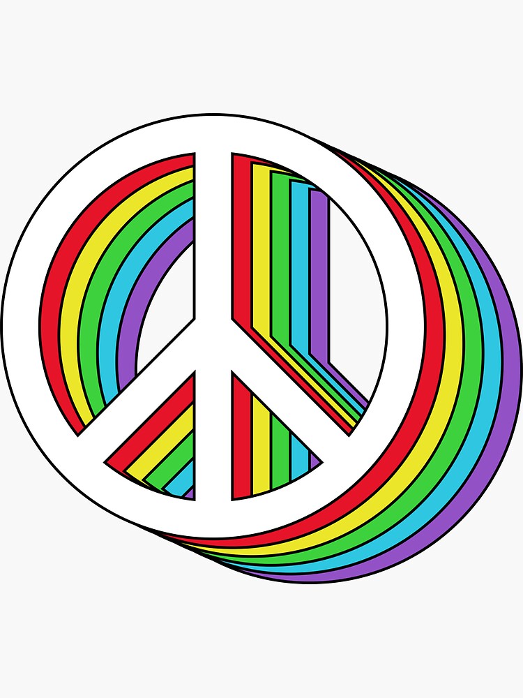 "Rainbow peace sign" Sticker by Statim | Redbubble