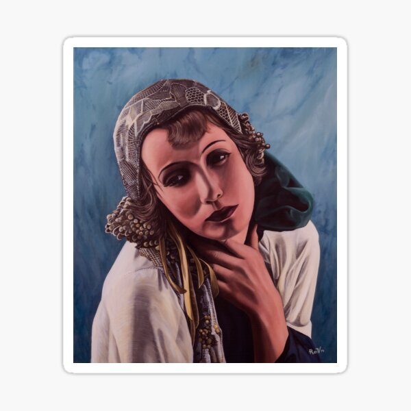 "Oil on canvas - Greta Garbo" Sticker for Sale by RmvPortraitsArt ...
