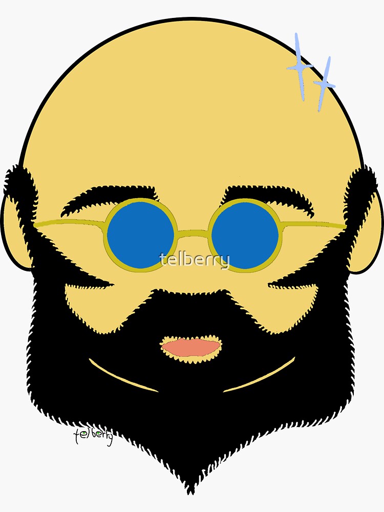 "Facial hair with shiny bald head" Sticker for Sale by telberry | Redbubble