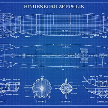 "Hindenburg Zeppelin (Blueprint-English)" Poster for Sale by BGALAXY ...