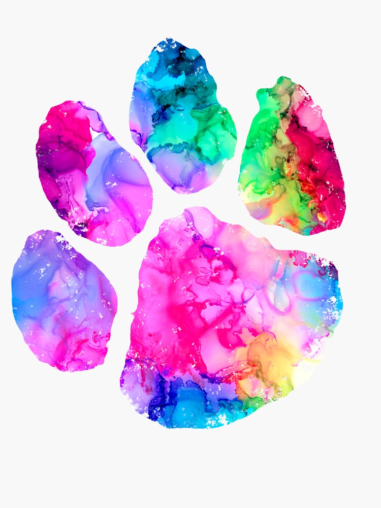 "Rainbow Paw Print" Sticker for Sale by GalaxyFoxDesign | Redbubble