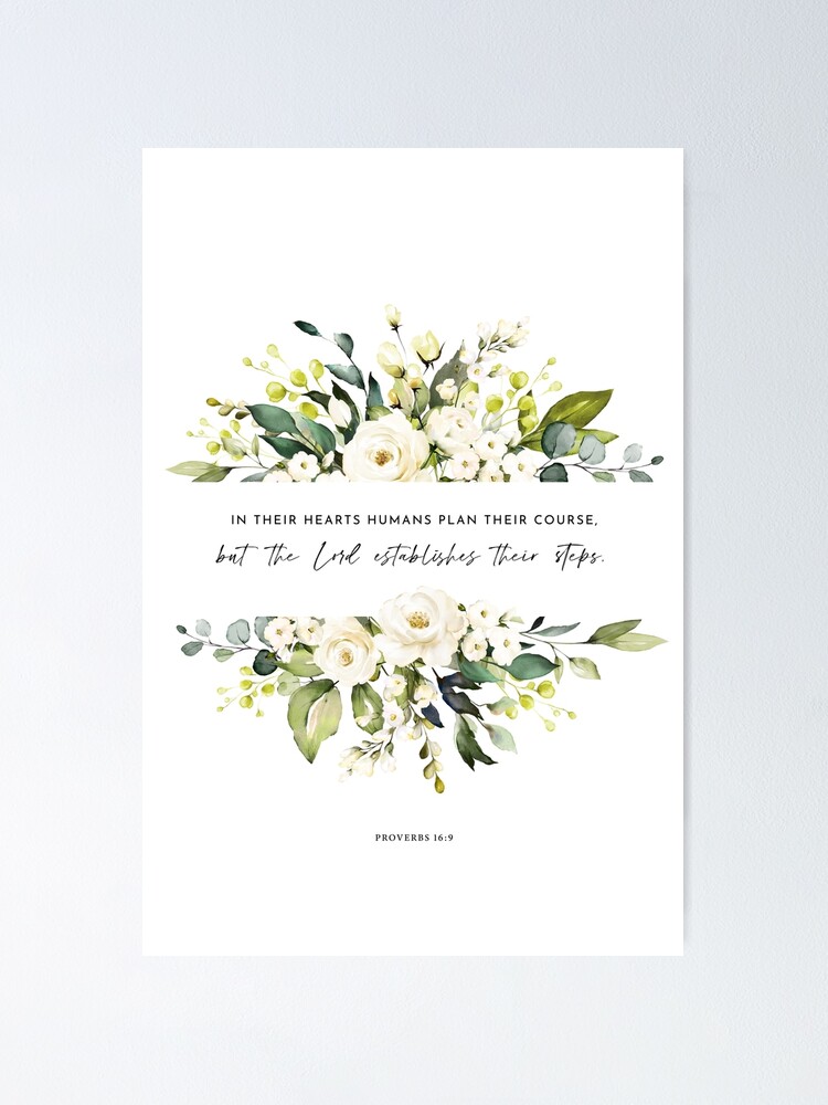 Art & Collectibles Digital Prints Proverbs 16:9 Bible Verse Printable ...