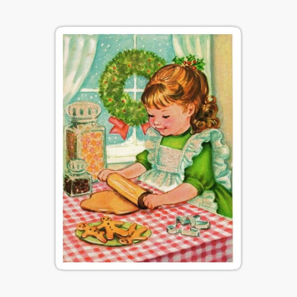 "Retro Vintage Baking Girl Recipe " Sticker for Sale by RBEnt | Redbubble