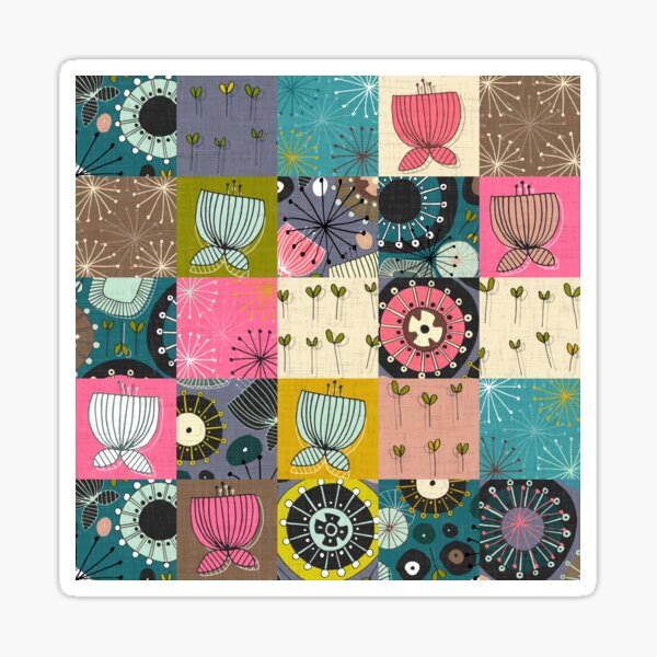 "BLOOMS patchwork" Sticker for Sale by scrummy | Redbubble