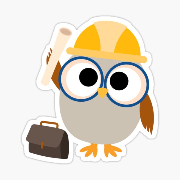 "Professions Owl Construction Worker" Sticker by peacockcards | Redbubble