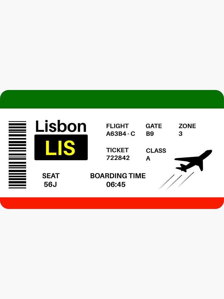 "Boarding pass Lisbon" Sticker by Ania25 | Redbubble