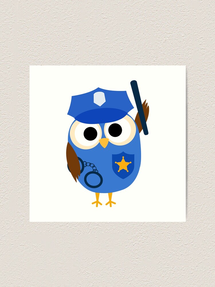 "Professions Owl Police Officer Policeman" Art Print by peacockcards ...