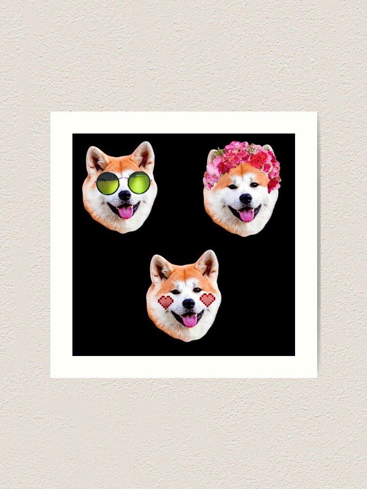 "Cute Japanese Akita Pack" Art Print for Sale by cannevas | Redbubble