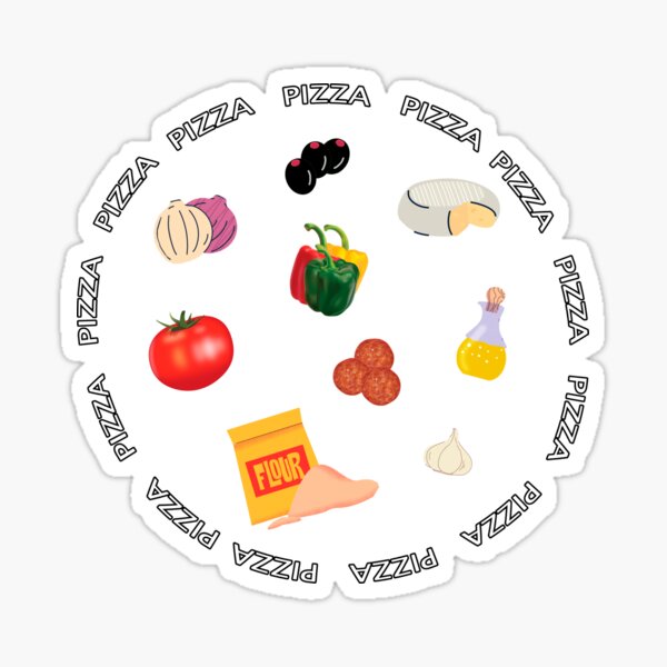 "Pizza Ingredients MMMMM" Sticker by janraydesigns | Redbubble