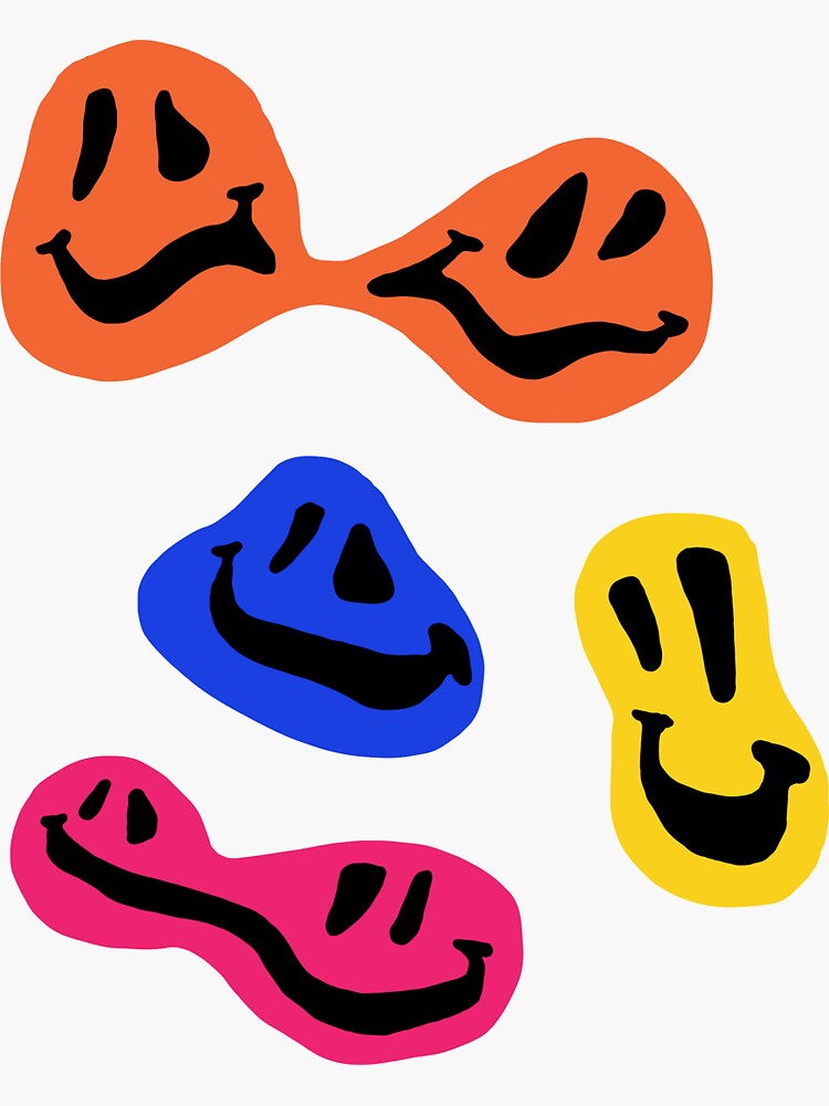 "Trippy Smiley Faces - 4 PACK" Sticker for Sale by artbysonorakate ...