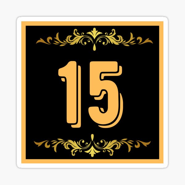 "Number 15" Sticker for Sale by HappinessWorld | Redbubble
