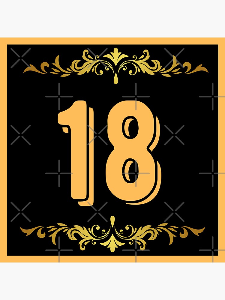 "Number 18" Sticker for Sale by HappinessWorld | Redbubble