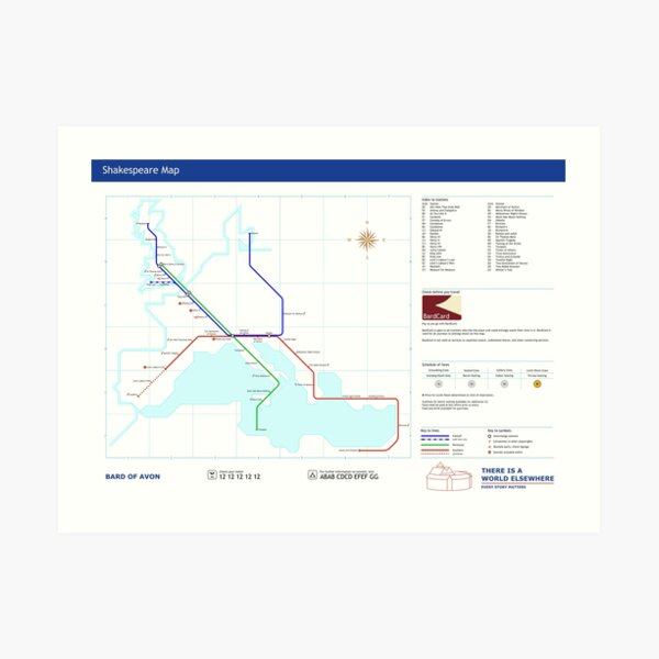 "Shakespeare Settings Tube Map" Art Print by TransportTees | Redbubble