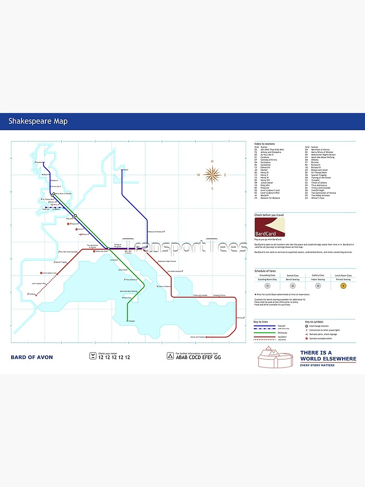 "Shakespeare Settings Tube Map" Poster for Sale by TransportTees ...