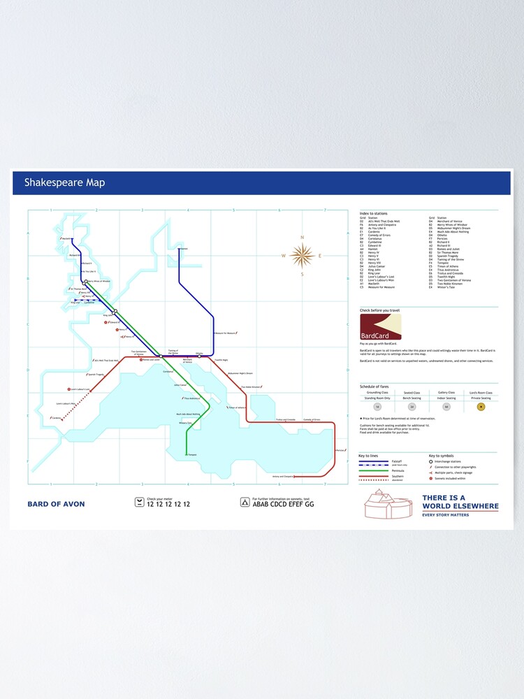 "Shakespeare Settings Tube Map" Poster for Sale by TransportTees ...