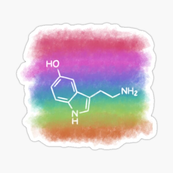"Serotonin- good mood and happines hormone." Sticker for Sale by ...