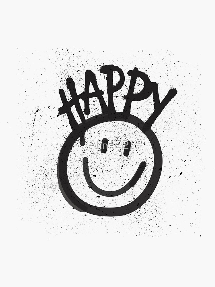 "Happy Graffiti Black" Sticker by Aline22 | Redbubble