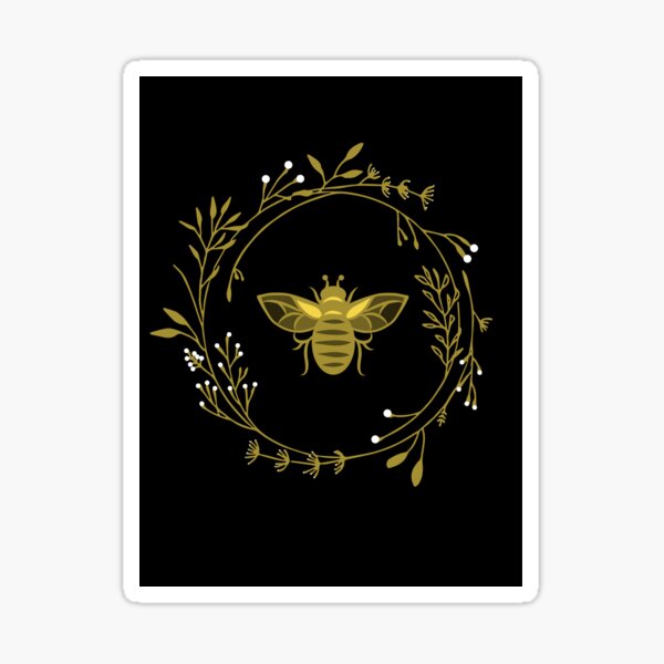 "Black background gold bee " Sticker for Sale by GEMSTOC | Redbubble