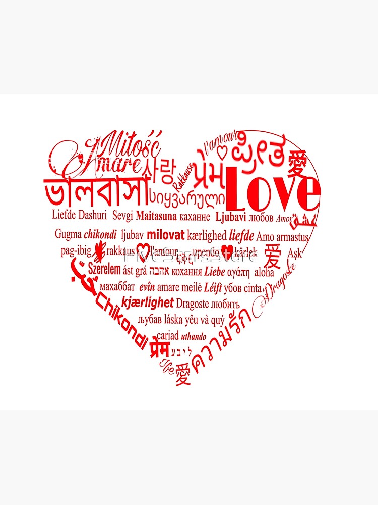 Lámina artística «Amor en muchos idiomas Diseño de corazón» de ...
