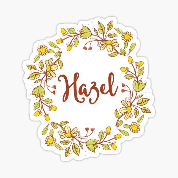 "Hazel lovely name and floral bouquet wreath" Sticker by thetypographer ...