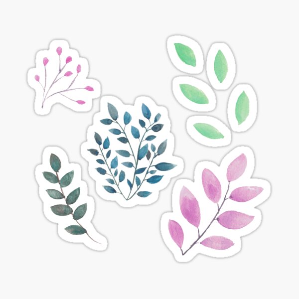 "Watercolor Leaves Pack" Sticker for Sale by yourtypicalgigg | Redbubble