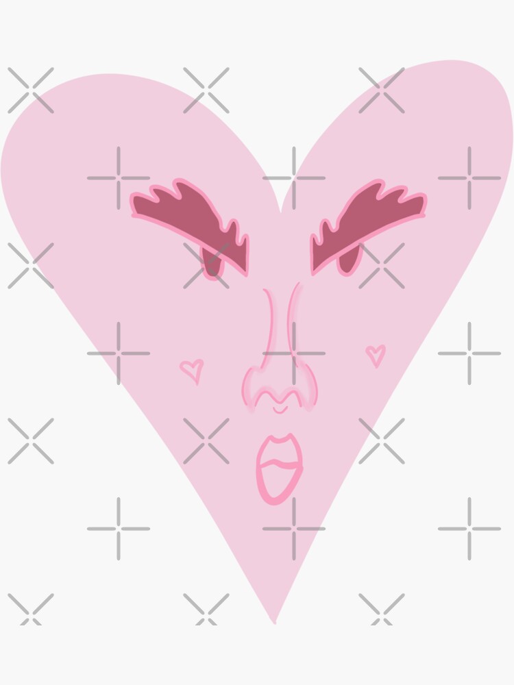 "Fierce pink heart with face " Sticker for Sale by iceicecold | Redbubble