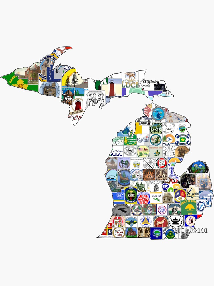 "Michigan Map/County Flags" Sticker for Sale by LilChunk101 | Redbubble
