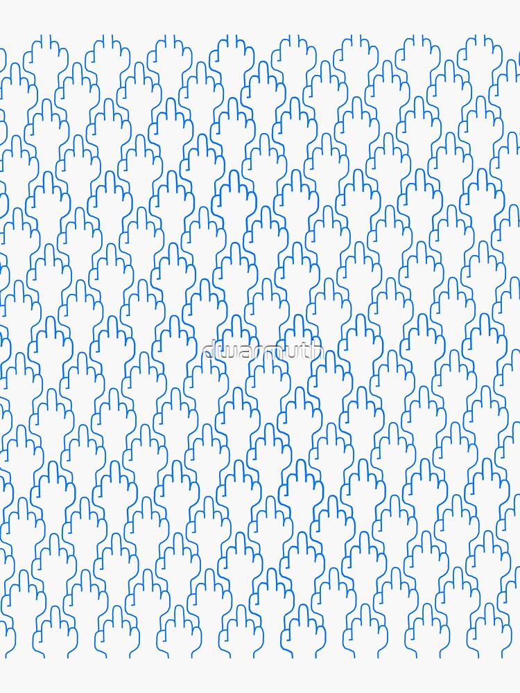 "Middle Finger Pattern in Blue" Sticker for Sale by dwarmuth | Redbubble