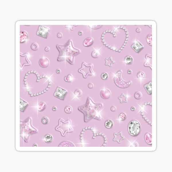 "y2k glitter pink stars and hearts design" Sticker for Sale by ...