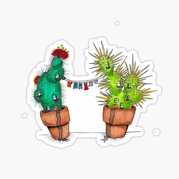 "Cacti Neighborhood" Sticker by isabelzawtun | Redbubble
