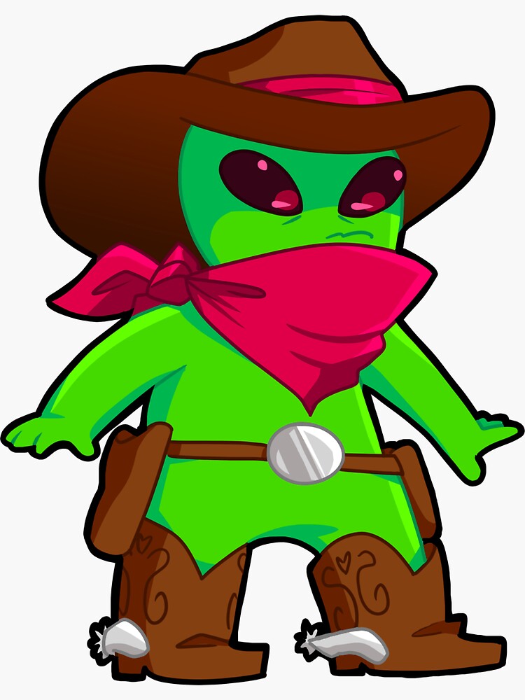 "Alien Cowboy" Sticker for Sale by Grimdarkmatt | Redbubble