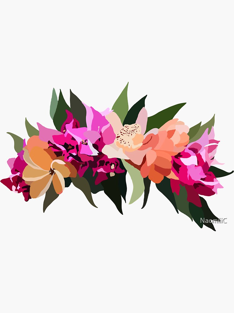 "Tropical Flower Crown" Sticker for Sale by NaomiiiC | Redbubble