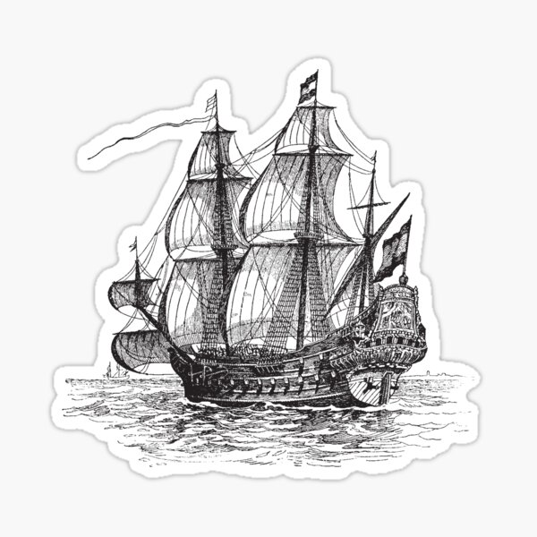 "Old ship, vintage clastic " Sticker for Sale by wisamart | Redbubble