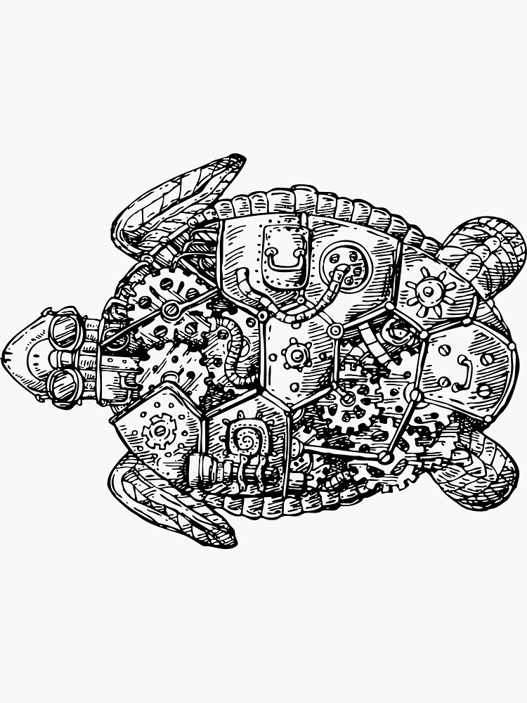 "Hand Drawn Steampunk Turtle" Sticker for Sale by Estalon | Redbubble