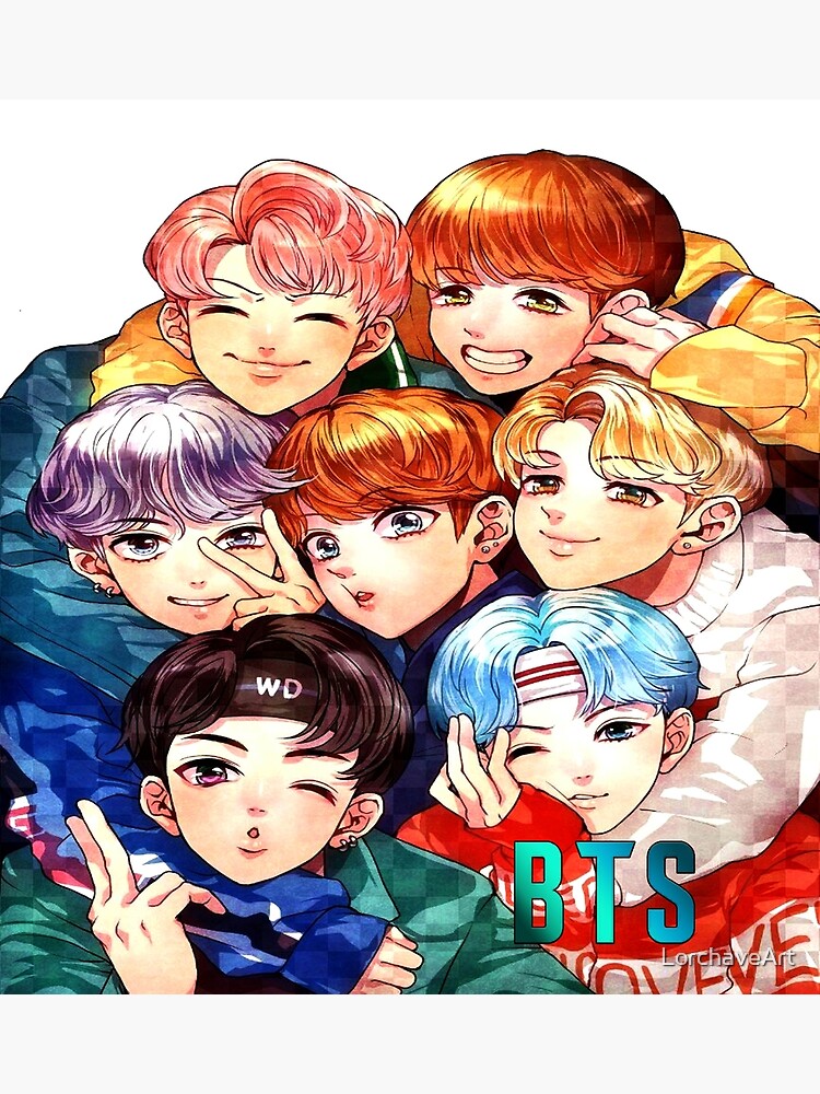 "BTS Anime Art" Poster for Sale by LorchaveArt | Redbubble
