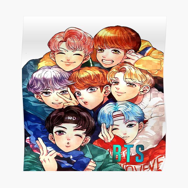 "BTS Anime Art" Poster for Sale by LorchaveArt | Redbubble