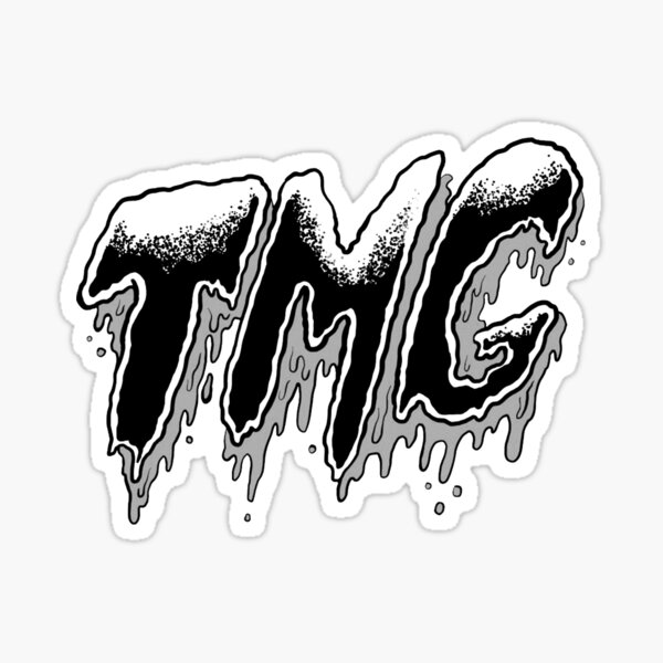 "greyscale tmg logo" Sticker by Aprilllclark | Redbubble