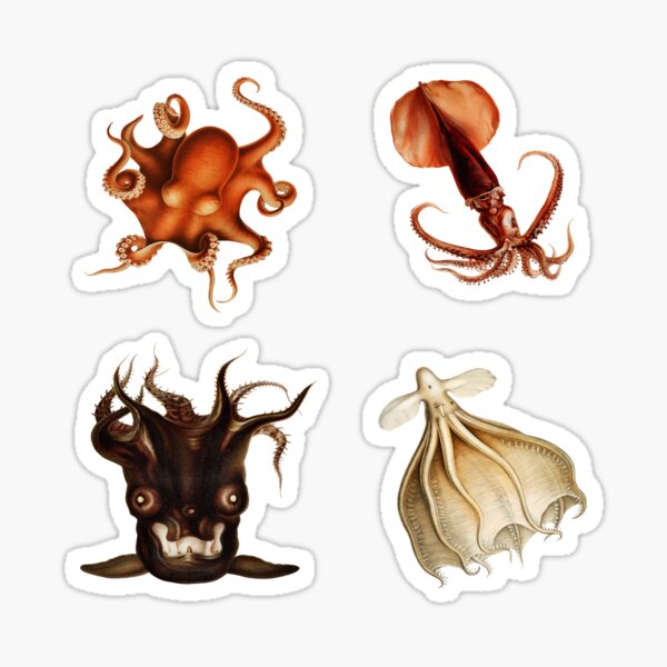 "Red Octopus Sticker Pack" Sticker for Sale by Scubedesign | Redbubble