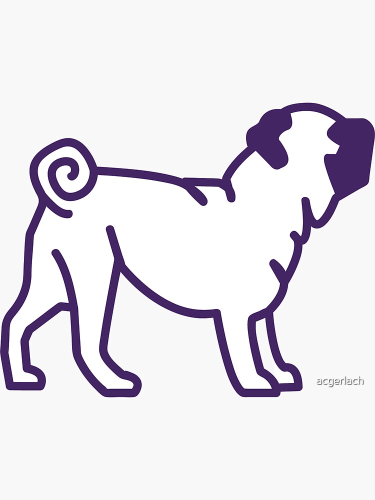 "Pug Outline" Sticker by acgerlach | Redbubble