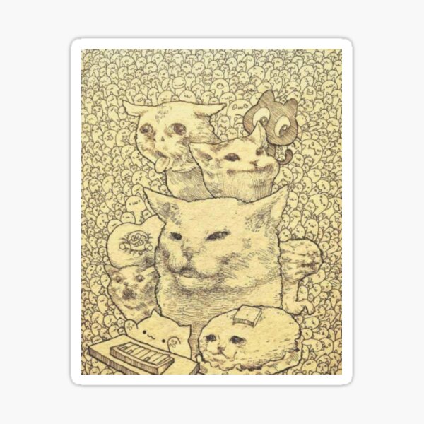 "cat meme painting" Sticker for Sale by NTR-123 | Redbubble
