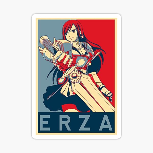 "Erza" Sticker for Sale by Posterboss667 | Redbubble