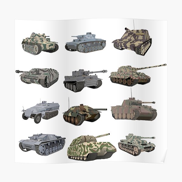 "Multiple German WW2 Tanks" Poster for Sale by NorseTech | Redbubble