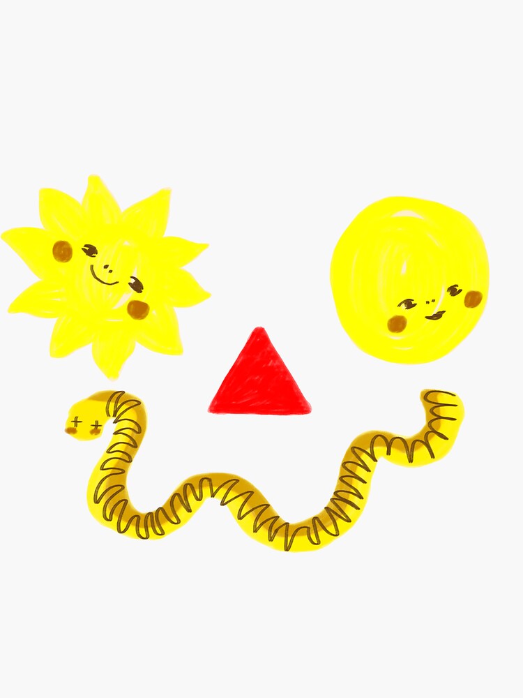 "Smiley Face, Sun, Moon, Snake" Sticker for Sale by jonipony | Redbubble