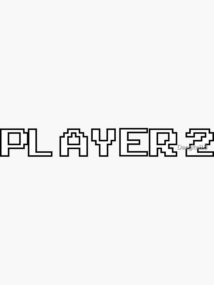 "Player 2 Gamer design - 2nd player retro arcade typography (block ...