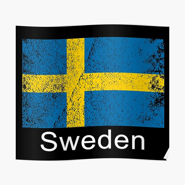 Póster «Bandera sueca Suecia Negro» de MetalApocalypse | Redbubble