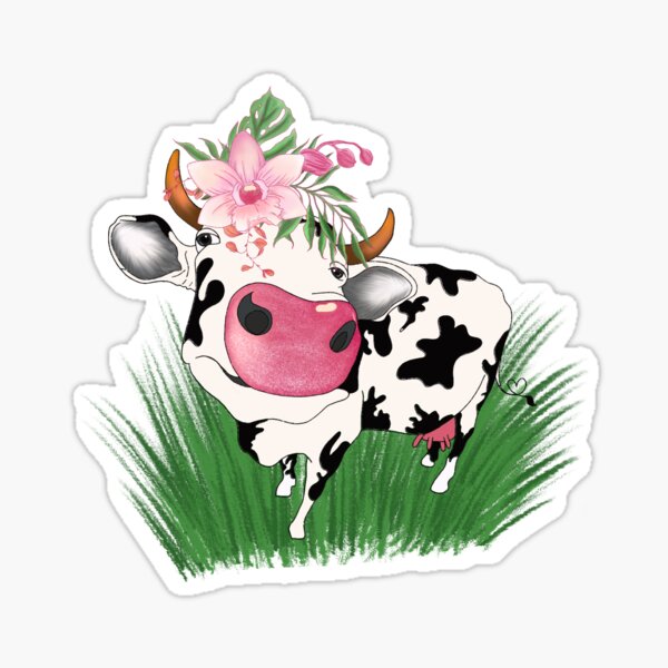 "Cow" Sticker for Sale by A-IdeaDesign | Redbubble