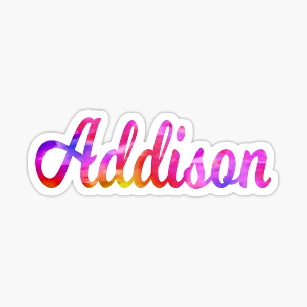"Pretty Addison girls name multi-color design" Sticker by ComicKitsch ...